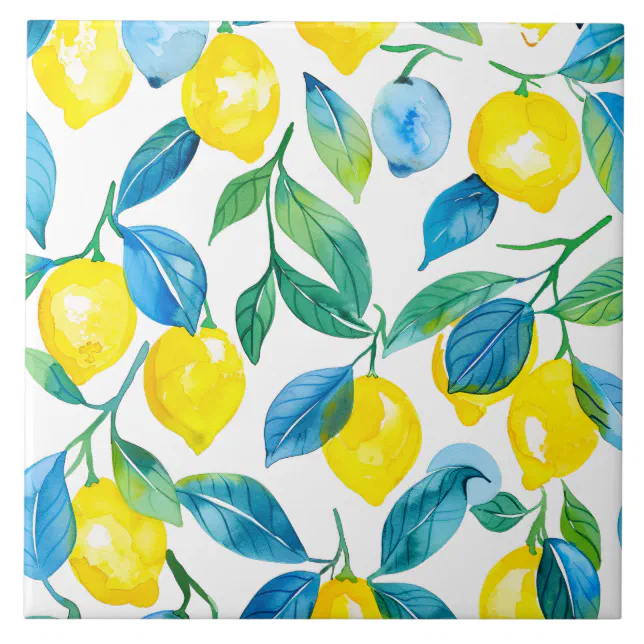Mediterranean Lemon Ceramic Tile | Zazzle