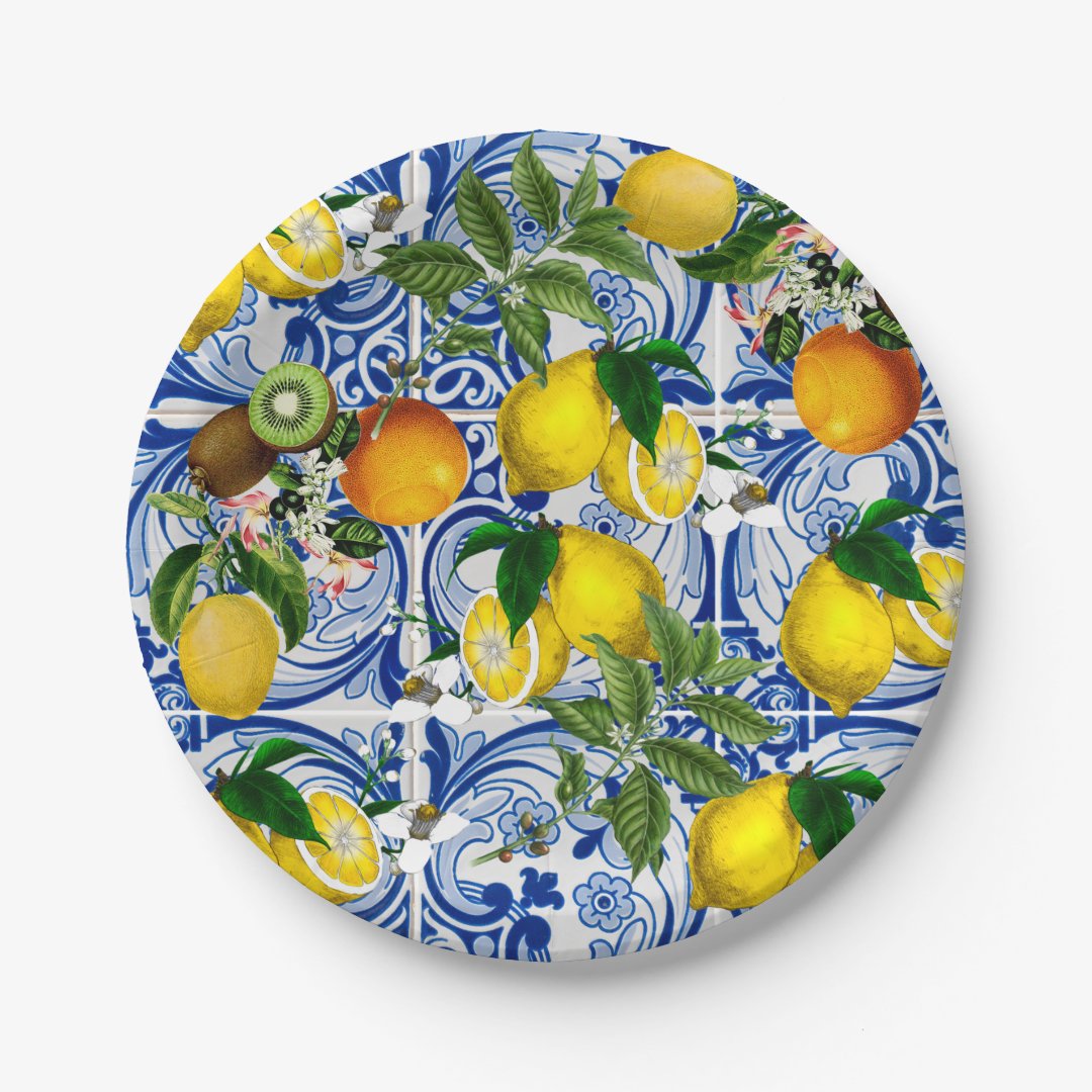 Mediterranean Lemon Paper Plates | Zazzle