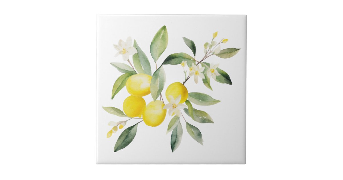 Mediterranean Lemon Tuscany Design Ceramic Tile | Zazzle