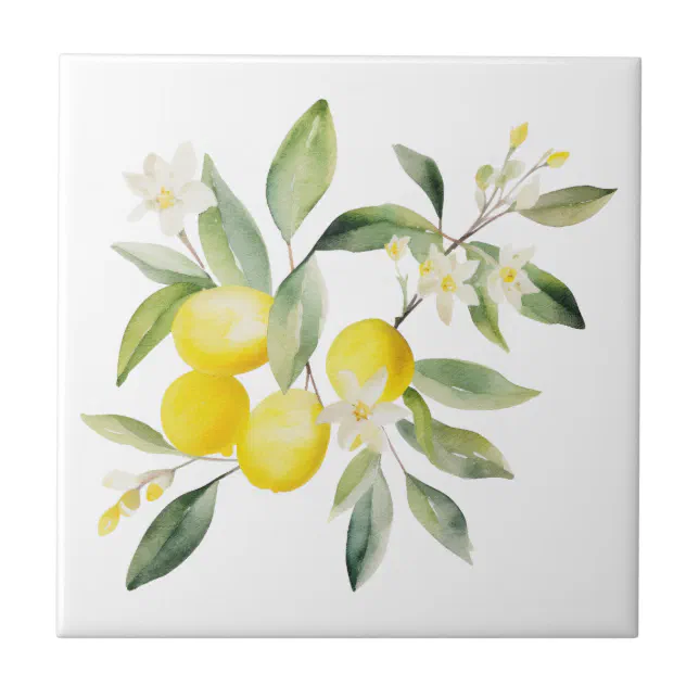 Mediterranean Lemon Tuscany Design Ceramic Tile | Zazzle