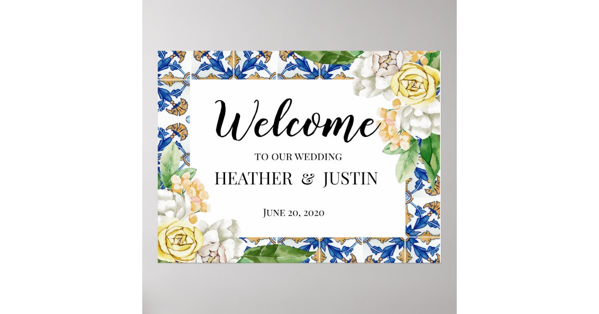 Mediterranean Lemon Welcome Sign Wedding | Zazzle