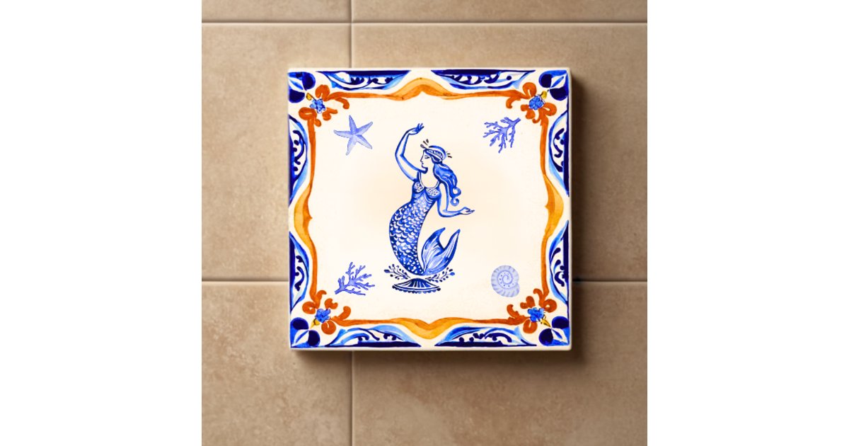 Mediterranean Mermaid Ceramic Tile | Zazzle