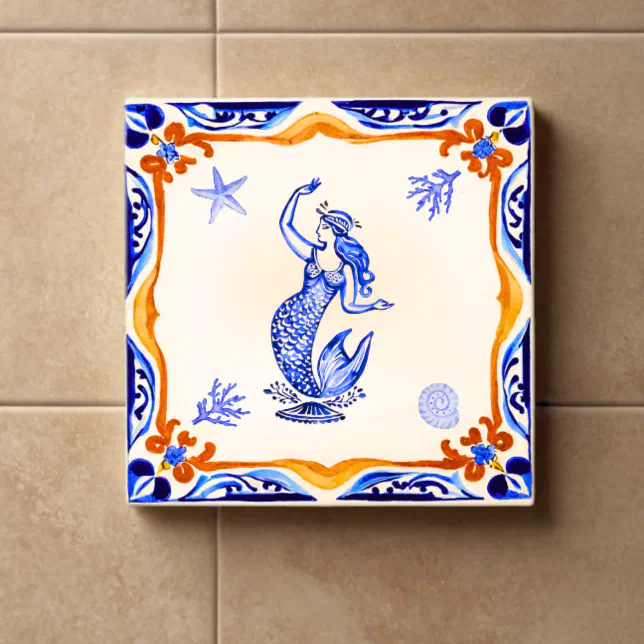 Mediterranean Mermaid Ceramic Tile | Zazzle