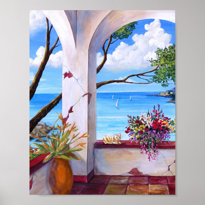 Mediterranean Ocean view Poster | Zazzle.com