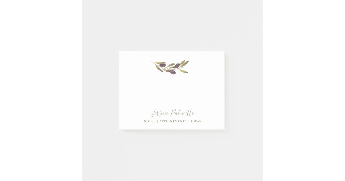 Mediterranean Olive Branch Personalized Post-it Notes | Zazzle