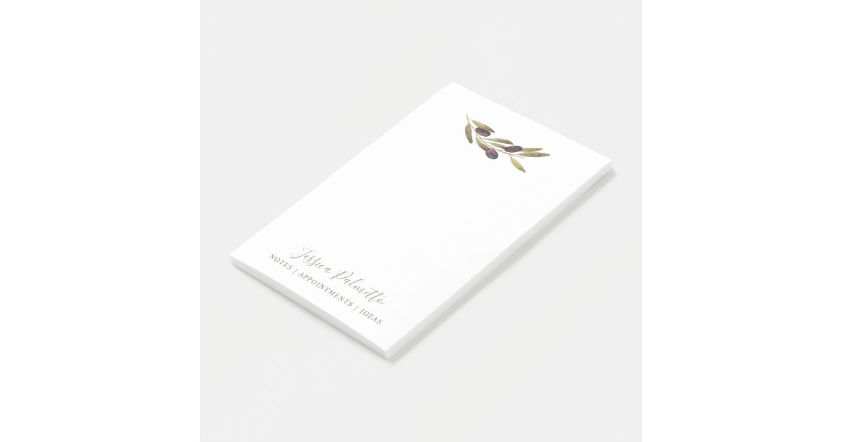Mediterranean Olive Branch Personalized Tall Post-it Notes | Zazzle