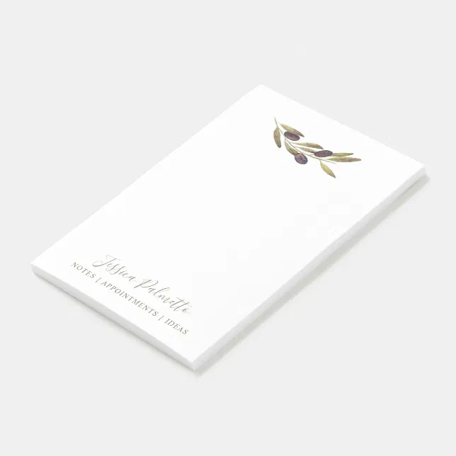 Mediterranean Olive Branch Personalized Tall Post-it Notes | Zazzle