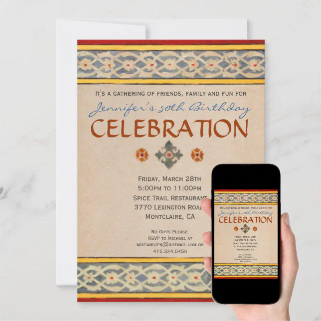 Mediterranean Party Invitation - Hand Painted Tile | Zazzle