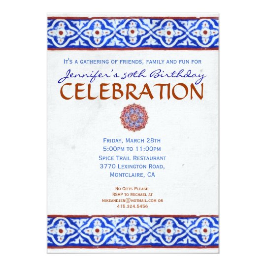 Mediterranean Party Invitation - Painted Tile Blue | Zazzle.com