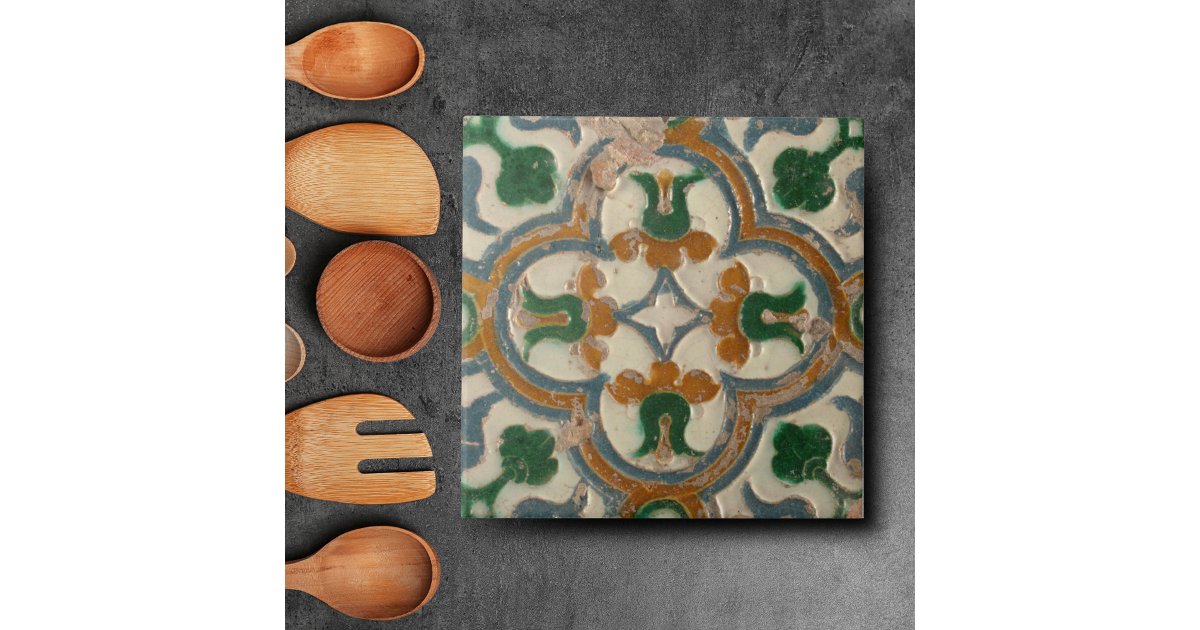 Mediterranean Portuguese flower azulejos tiles | Zazzle