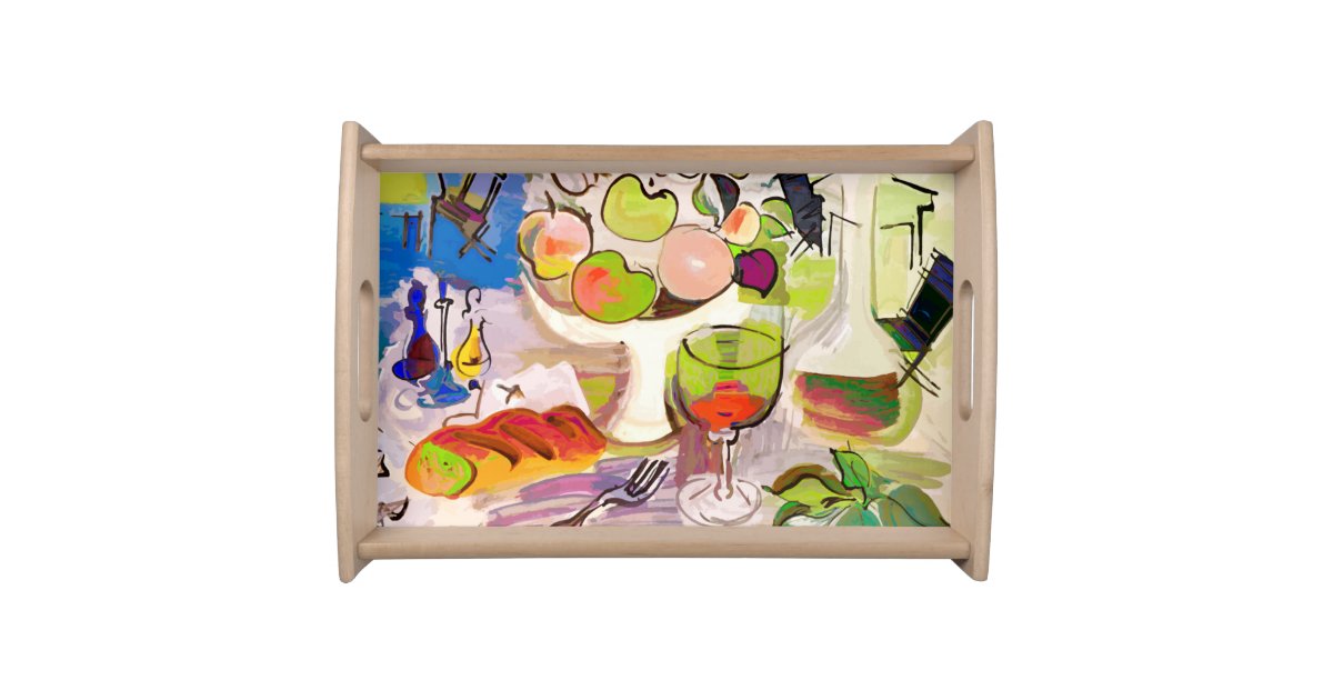 Mediterranean Still Life Serving Tray, Natural Serving Tray | Zazzle