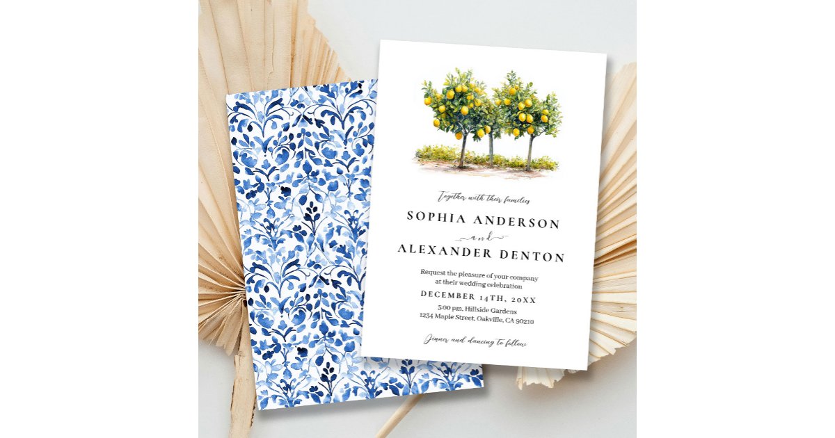 Mediterranean Style Lemon Tree Wedding Invitation | Zazzle