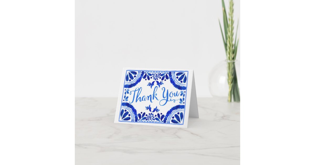 Mediterranean Tile Thank You Card | Zazzle