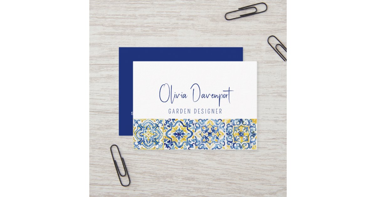 Mediterranean tiles Business card | Zazzle