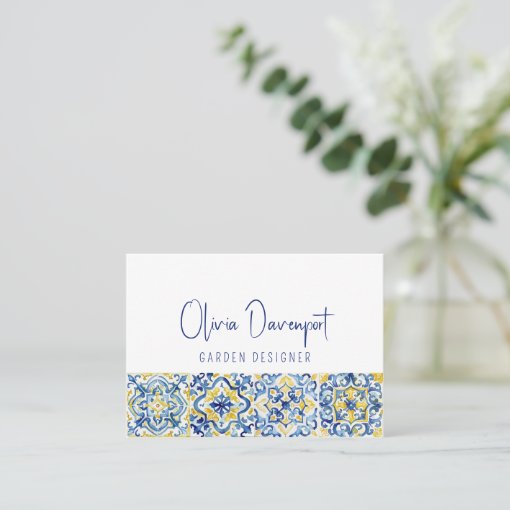 Mediterranean tiles Business card | Zazzle