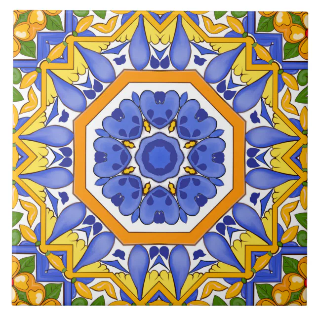 Mediterranean tiles,majolica,Sicilian, Ceramic Tile | Zazzle