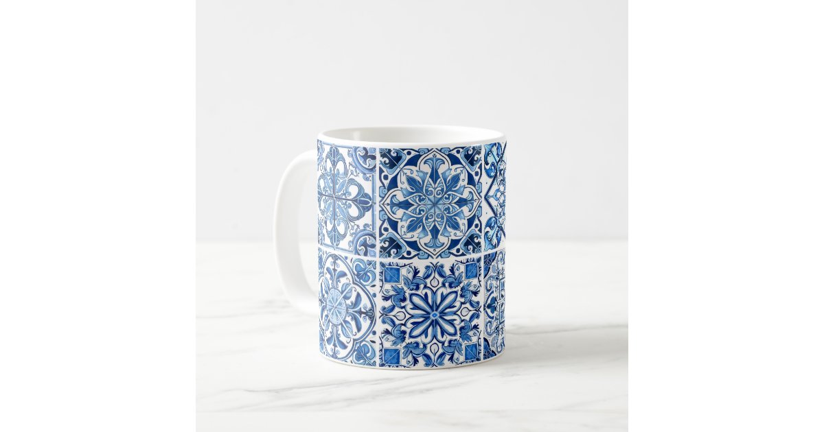 Mediterranean Tiles, Portugese, Azulejo, Majolica Coffee Mug | Zazzle