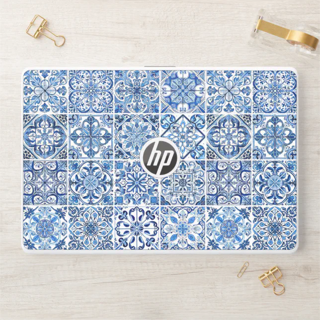 Mediterranean Tiles, Portugese, Azulejo, Majolica HP Laptop Skin | Zazzle