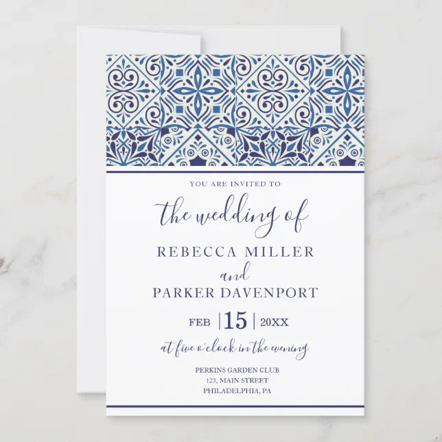 Mediterranean Tiles Wedding invitation | Zazzle