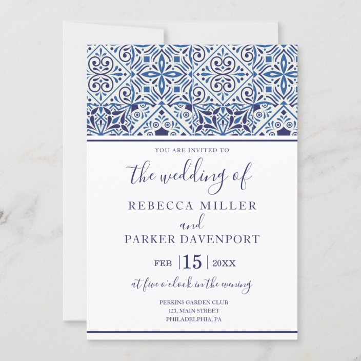 Mediterranean Tiles Wedding invitation | Zazzle.com