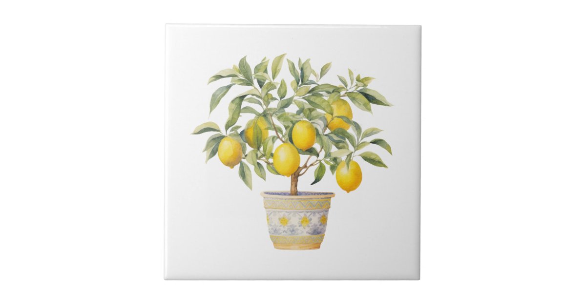 Mediterranean Tuscan Lemon Tree Ceramic Tile | Zazzle