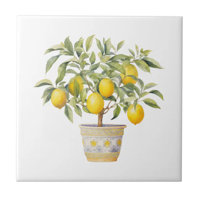 Mediterranean Tuscan Lemon Tree Ceramic Tile | Zazzle