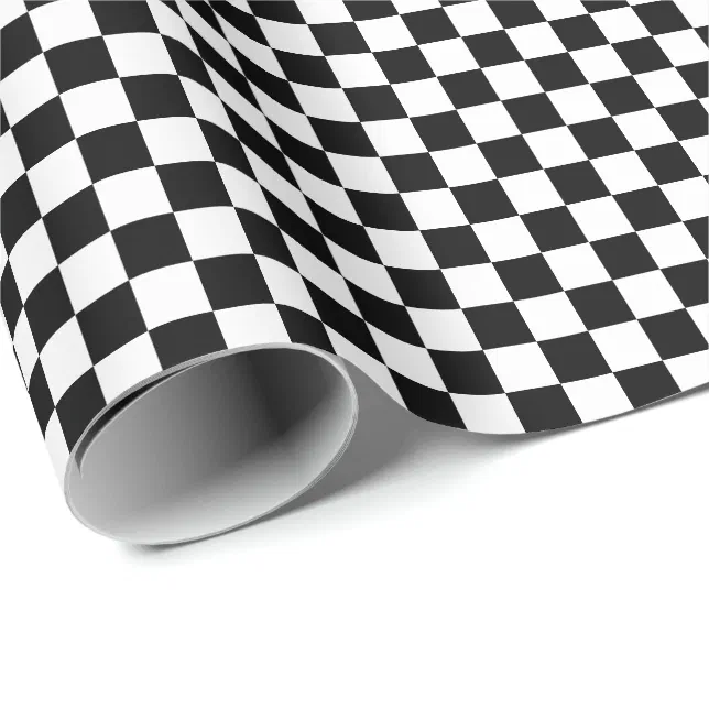 Medium Black and White Checks Wrapping Paper | Zazzle