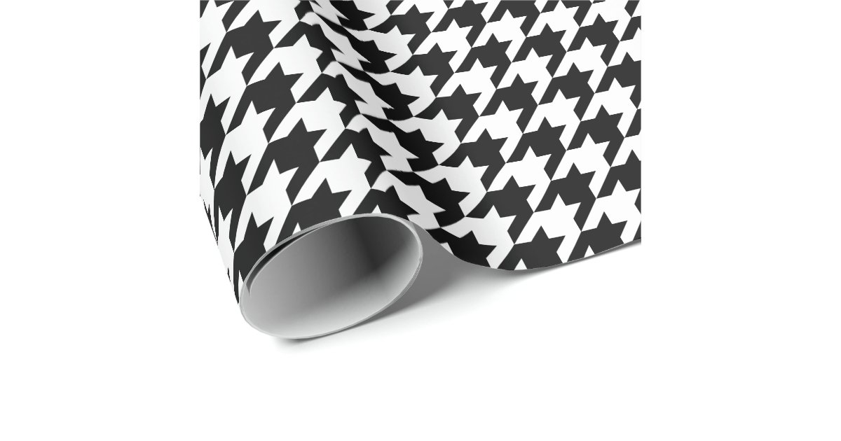 Medium Black and White Houndstooth Wrapping Paper | Zazzle