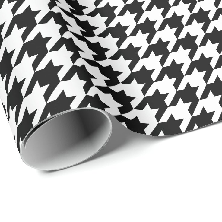 Medium Black and White Houndstooth Wrapping Paper | Zazzle