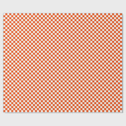 Medium Bright Orange and White Checks Wrapping Paper | Zazzle