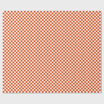 Medium Bright Orange and White Checks Wrapping Paper | Zazzle