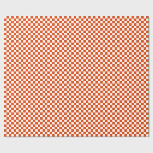 Medium Bright Orange and White Checks Wrapping Paper | Zazzle