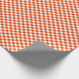 Medium Bright Orange and White Checks Wrapping Paper | Zazzle