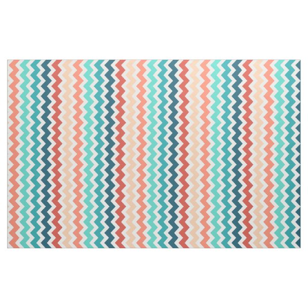 Modern Coral and Mint Green Chevron Print Fabric | Zazzle