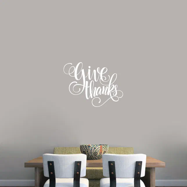 Medium Give Thanks Script Wall Decal | Zazzle