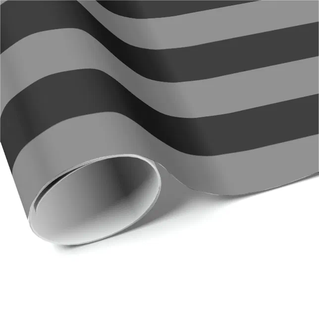 Medium Gray and Black Stripe Wrapping Paper | Zazzle