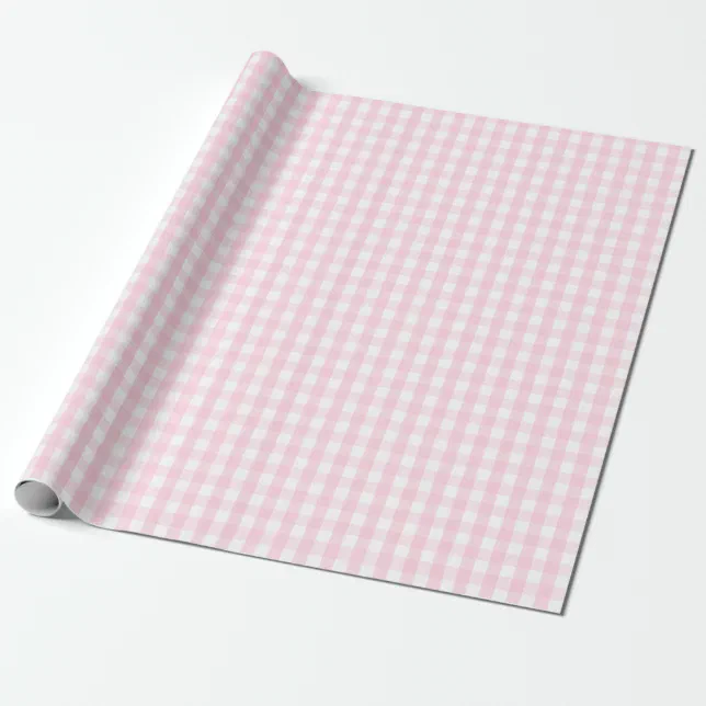 Medium Light Pink and White Gingham Wrapping Paper | Zazzle