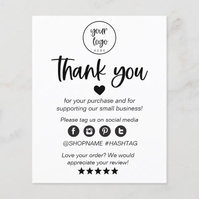 Medium - Modern Minimal Thank You For Your Order | Zazzle