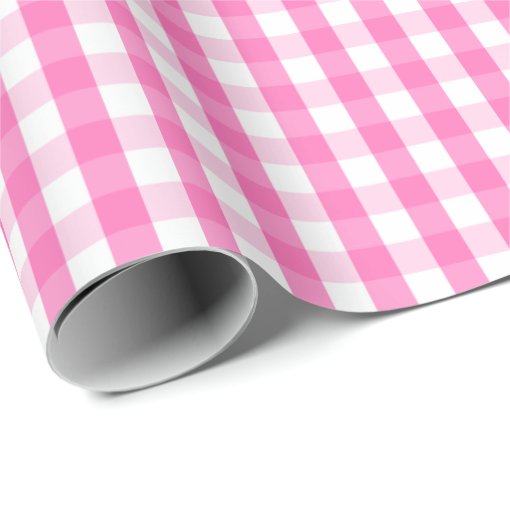 Medium Pink and White Gingham Wrapping Paper | Zazzle