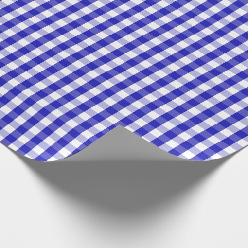 Medium Royal Blue and White Gingham Wrapping Paper | Zazzle
