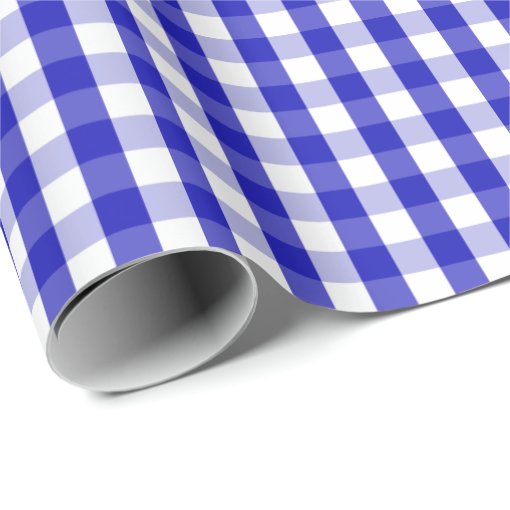 Medium Royal Blue and White Gingham Wrapping Paper | Zazzle