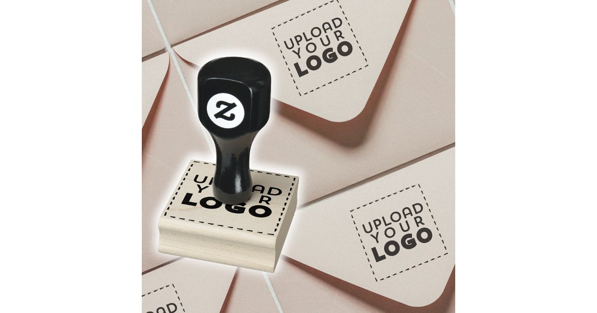 Medium Square Business Logo Custom Rubber Stamp | Zazzle