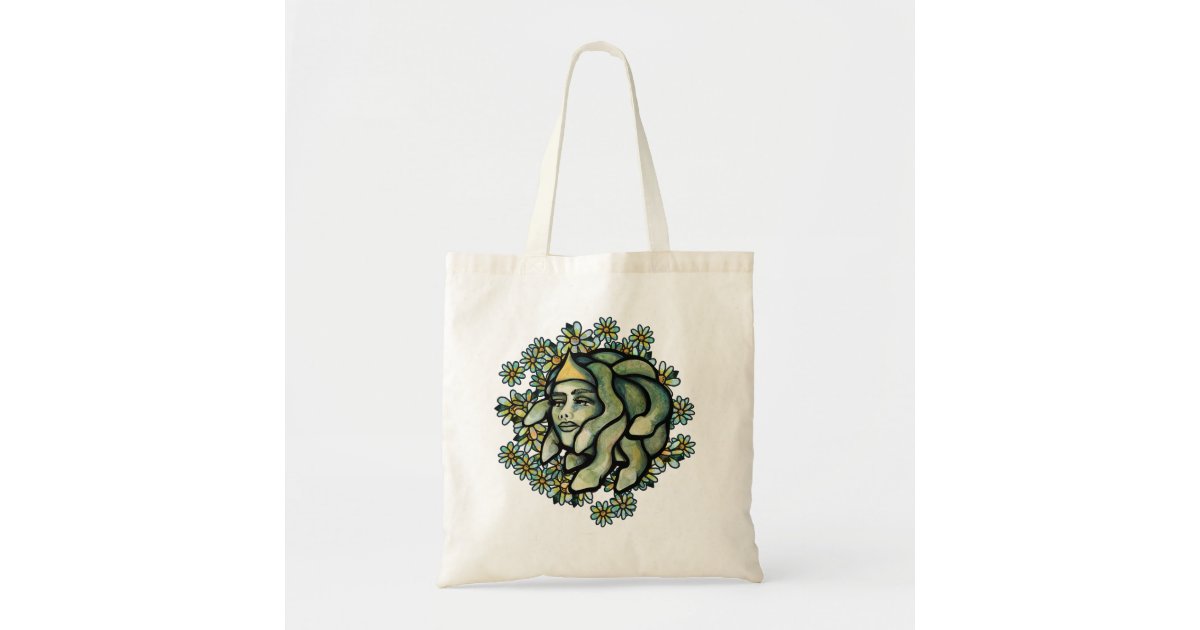 Medusa Floral Artwork Gorgon Woman Tote Bag | Zazzle
