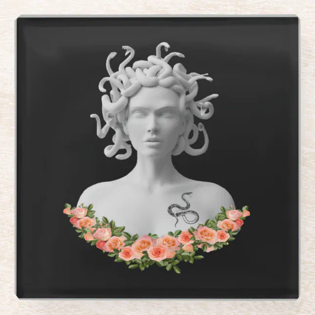 Medusa Gorgon Greek Mythology Glass Coaster | Zazzle