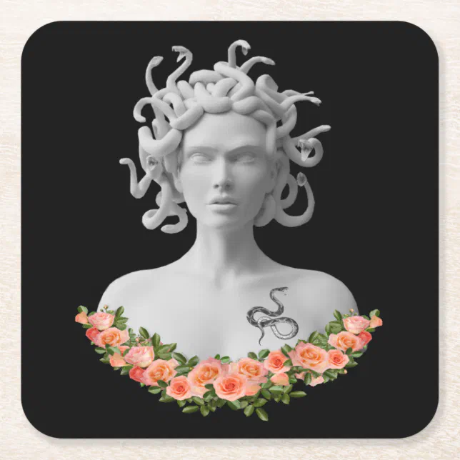 Medusa Gorgon Greek Mythology Square Paper Coaster | Zazzle