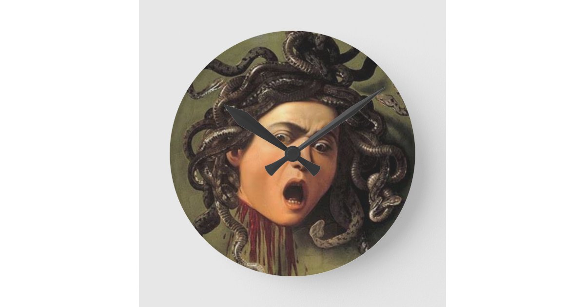 Medusa Head By Caravaggio Round Clock | Zazzle