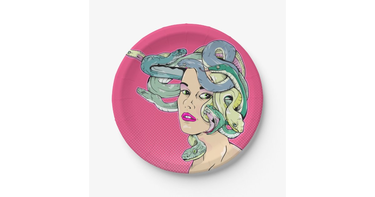 Medusa Pop art Paper Plates | Zazzle