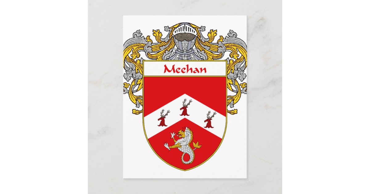 Meehan Coat of Arms (Mantled) Postcard | Zazzle