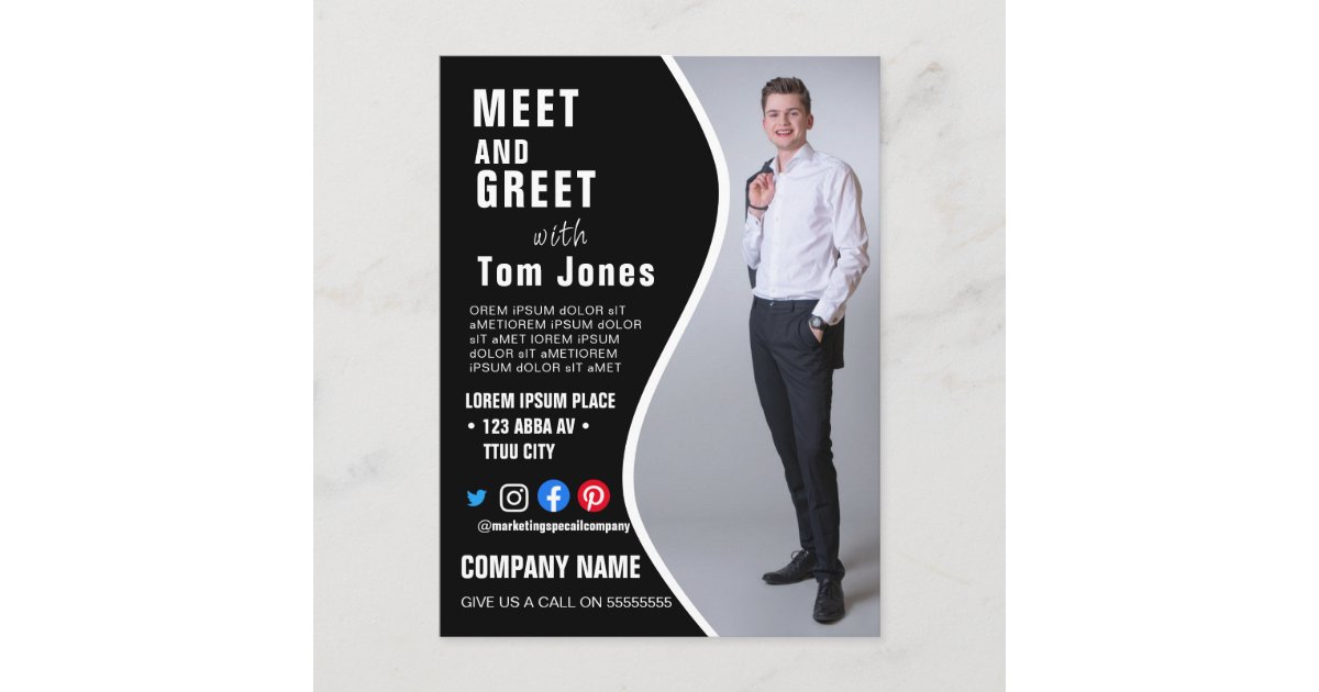 meet BUSINESS custom logo flyer Poster Postcard | Zazzle