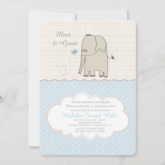 Meet & Greet Baby Boy Invitation | Zazzle
